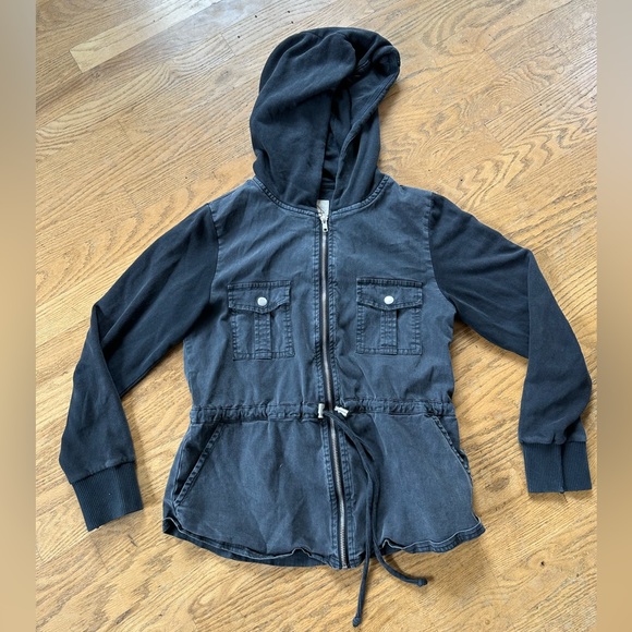 Chaser | Jackets & Coats | Small Grey Drawstring Denim Jacket | Poshmark